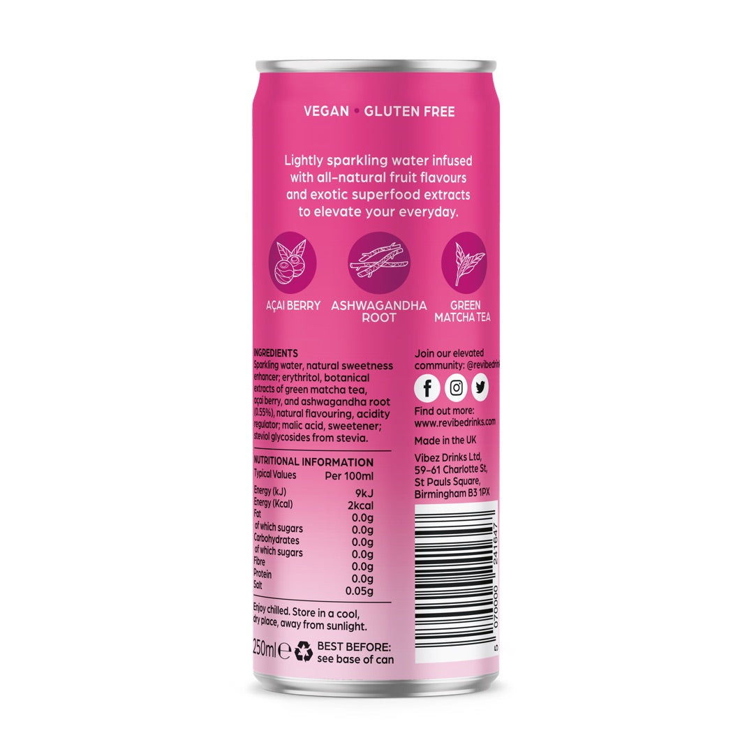 Raspberry & Açaí (250ml) – Revibed Drinks